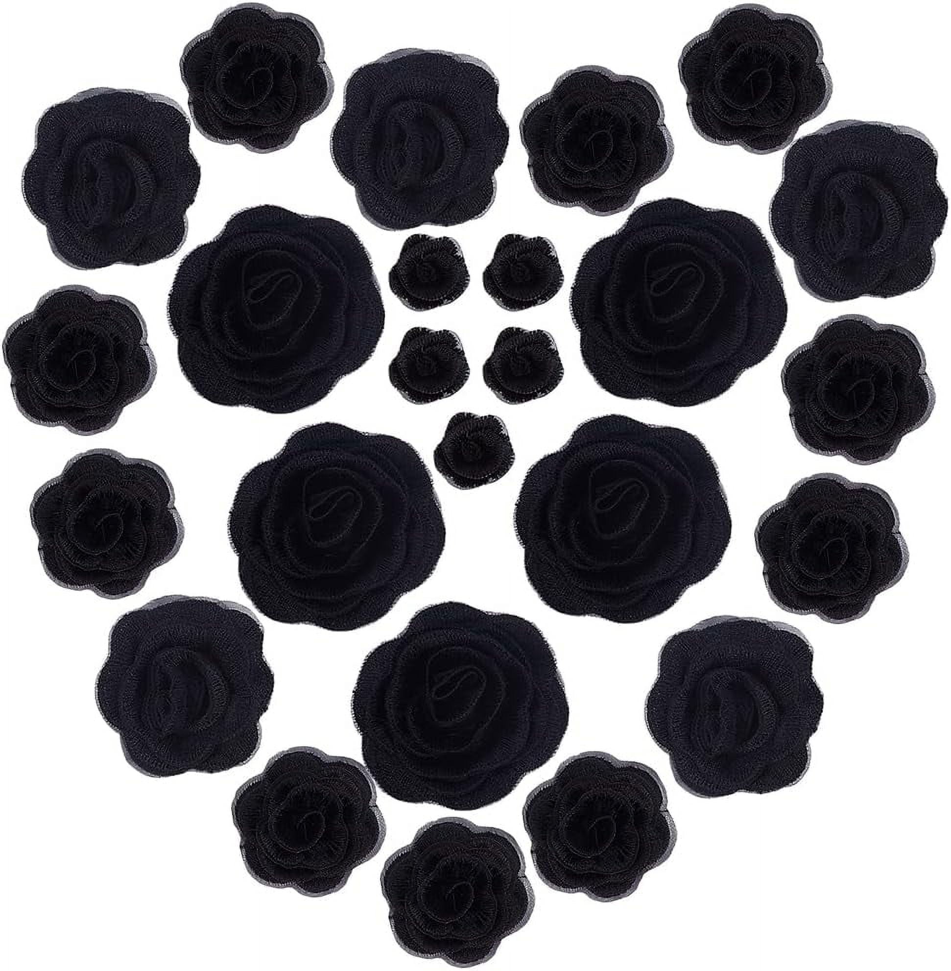 25Pcs Embroidery Rose Flower Appliques 4 Sizes Embroidered Organza ...