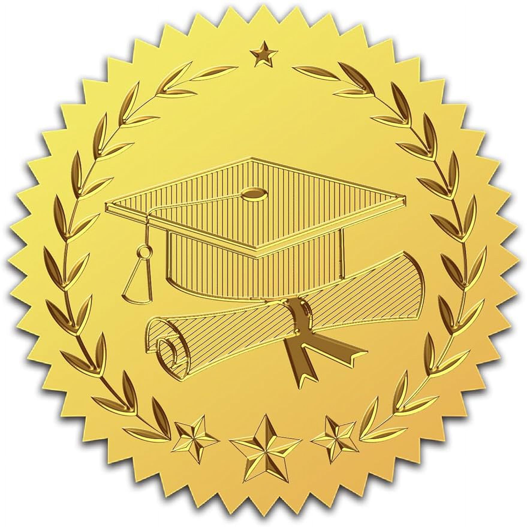 25Pcs Gold Foil Embossed Stickers Crown 2 inch Graduation Hat Self ...