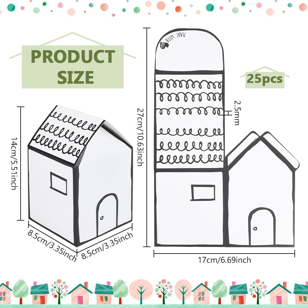 25Pcs House Shaped Gift Boxes 3.3x3.3x5.5inch White Paper Candy Box ...