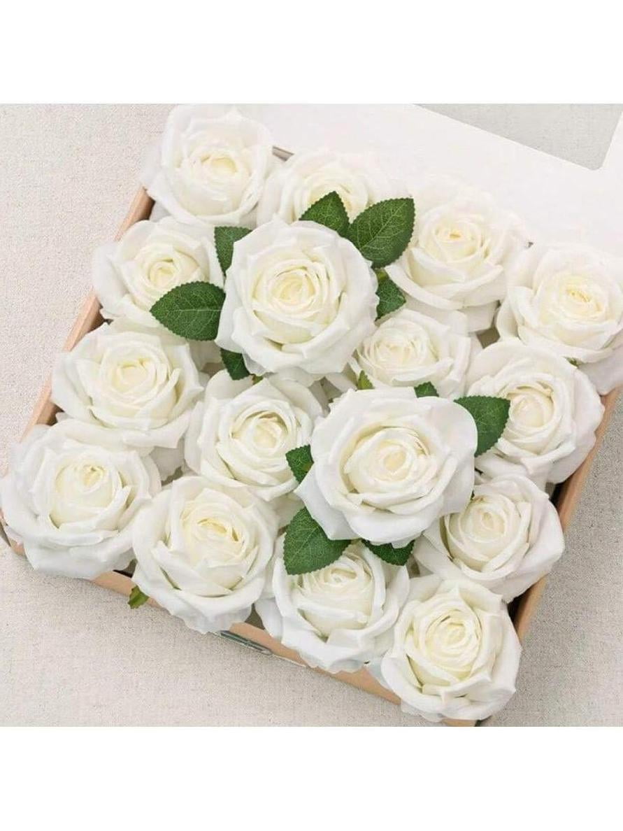 25Pcs Ivory Foam Artificial Roses Lifelike Stems, Perfect For Diy ...