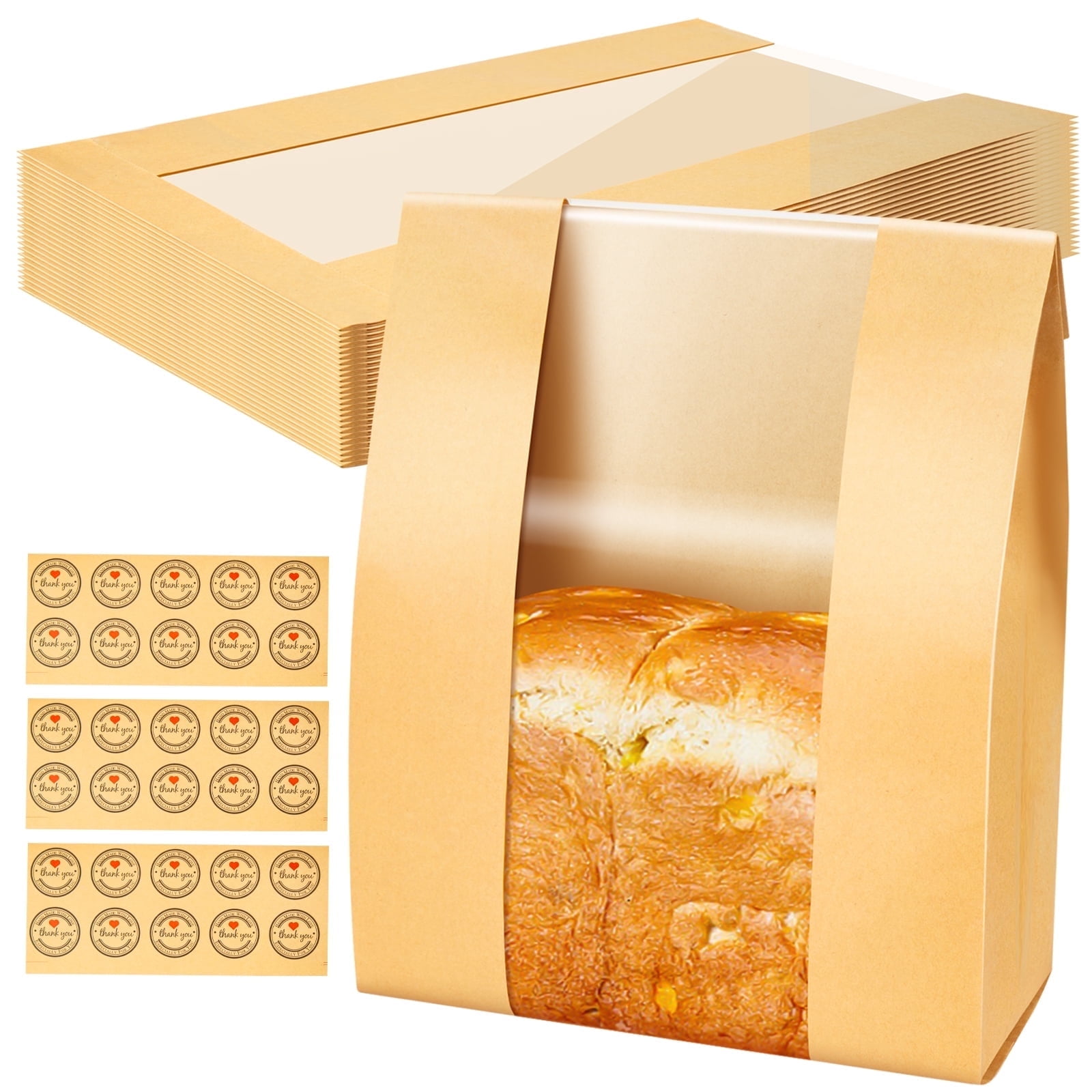 25Pcs Kraft Paper Bread Bags, Large Baked Food Storage Bag for ...