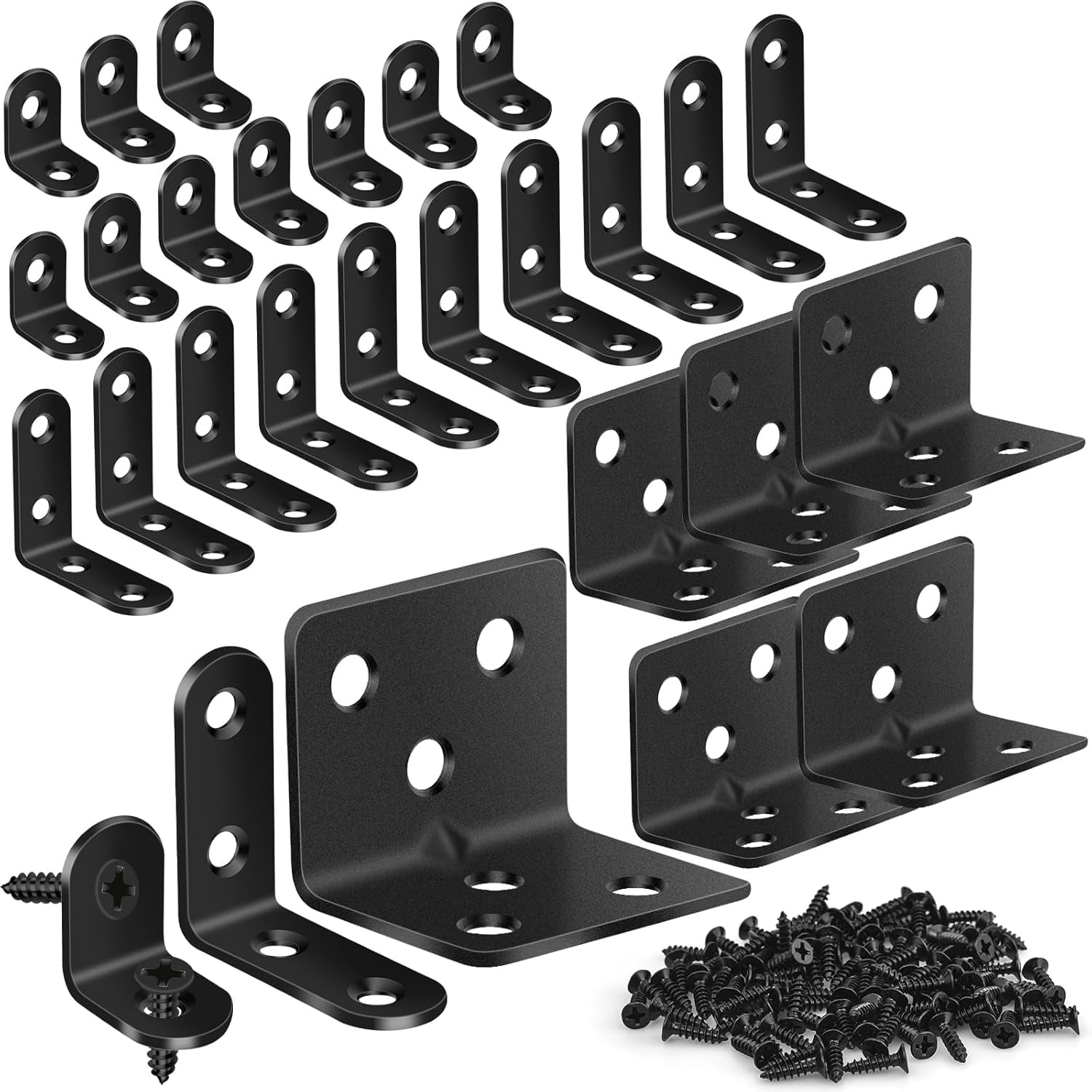 25Pcs L Brackets for Shelves, 3 Sizes Angle Corner Braces Metal L ...