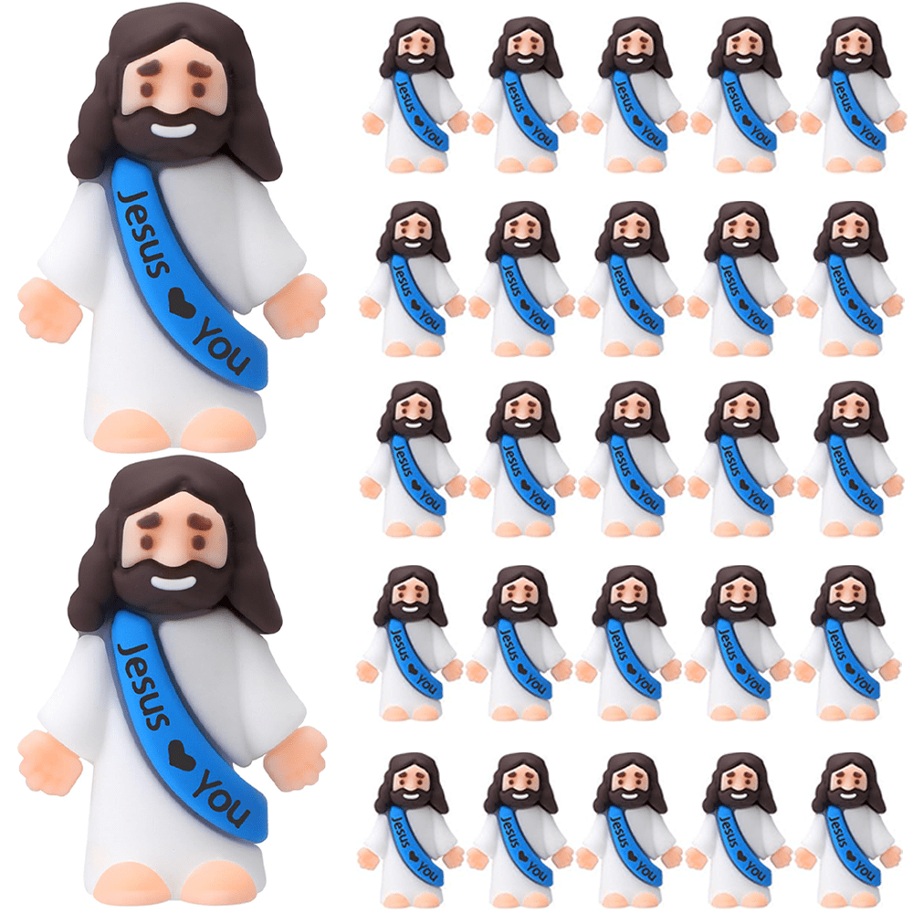 25Pcs Little Jesus Figures Original Design Jesus Love You Mini Rubber ...