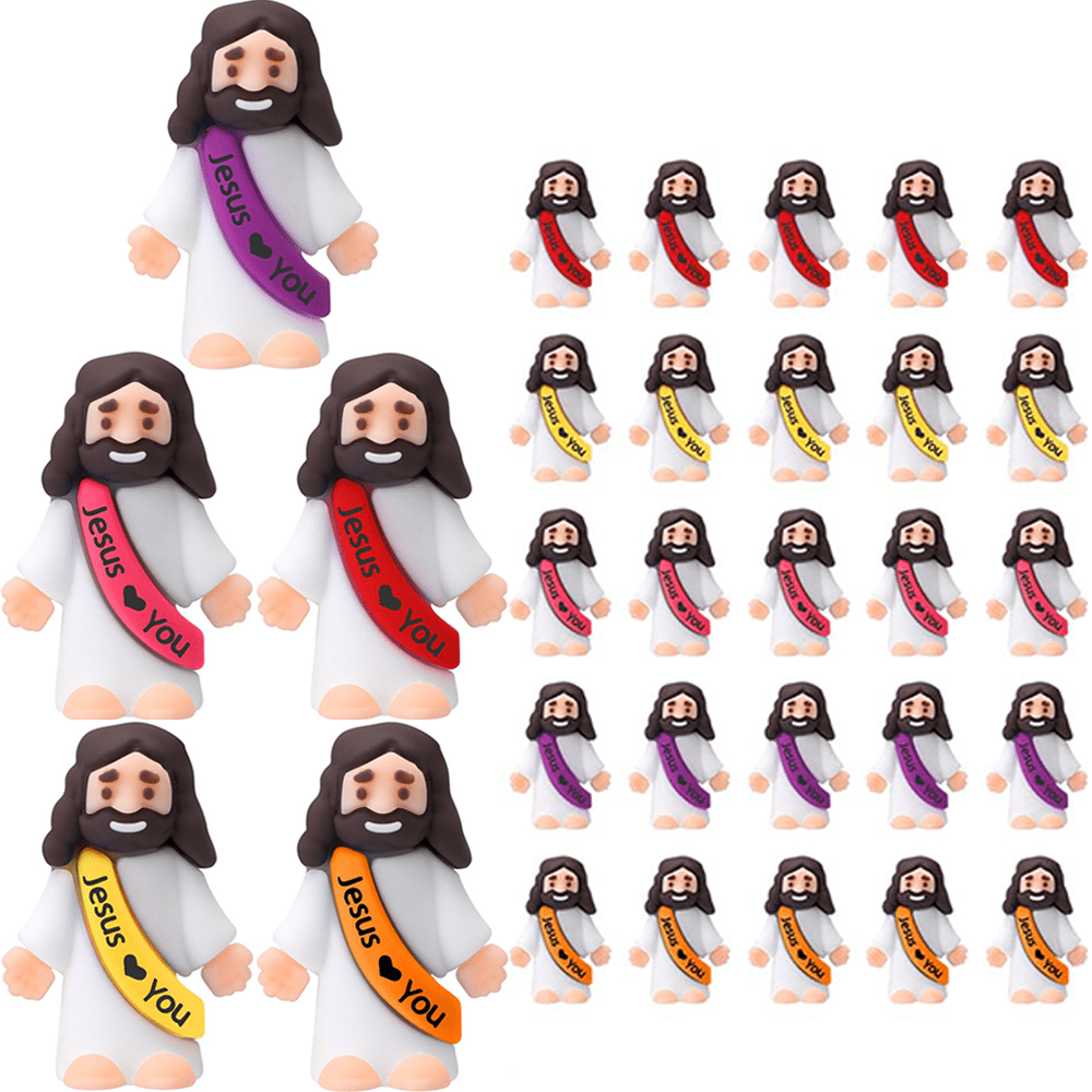 25Pcs Little Jesus Figures Original Design Jesus Love You Mini Rubber ...