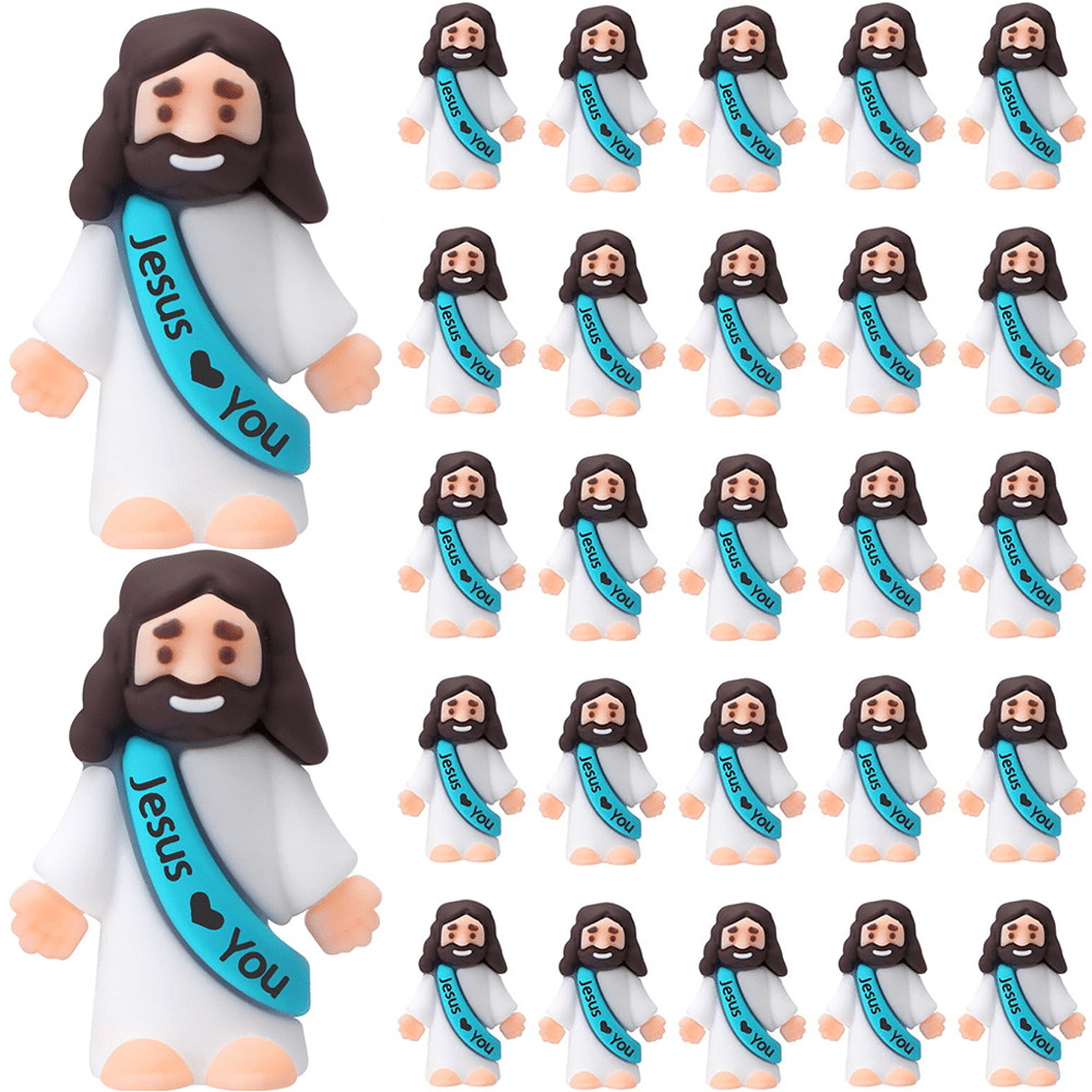 25Pcs Little Jesus Figures Original Design Jesus Love You Mini Rubber ...