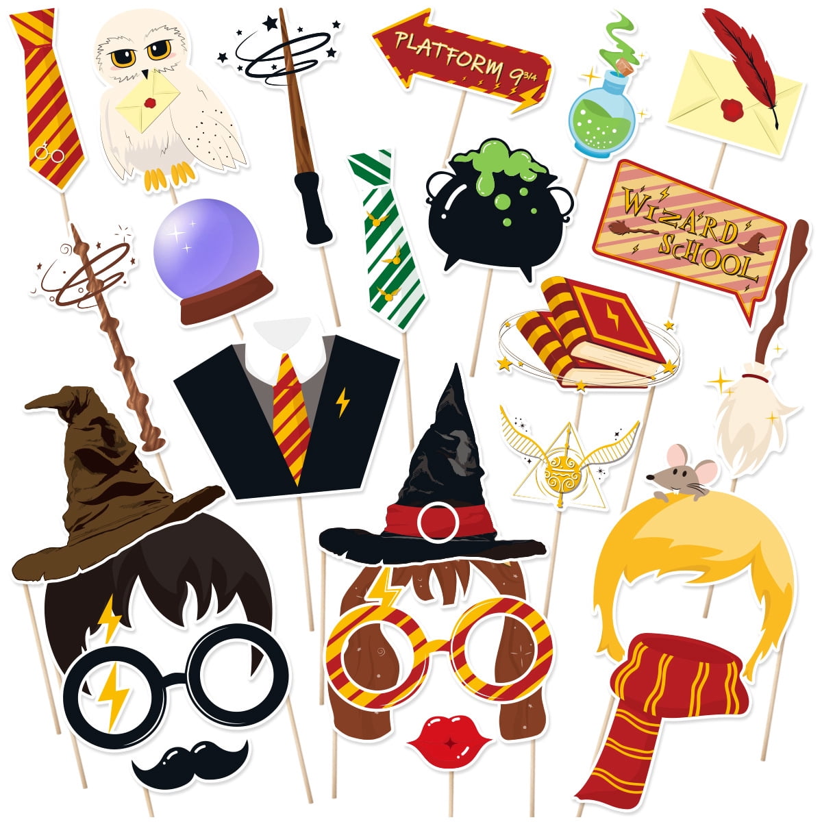 25Pcs Magical Wizard Party Photo Booth Props,Wizard Castle Party Photo ...