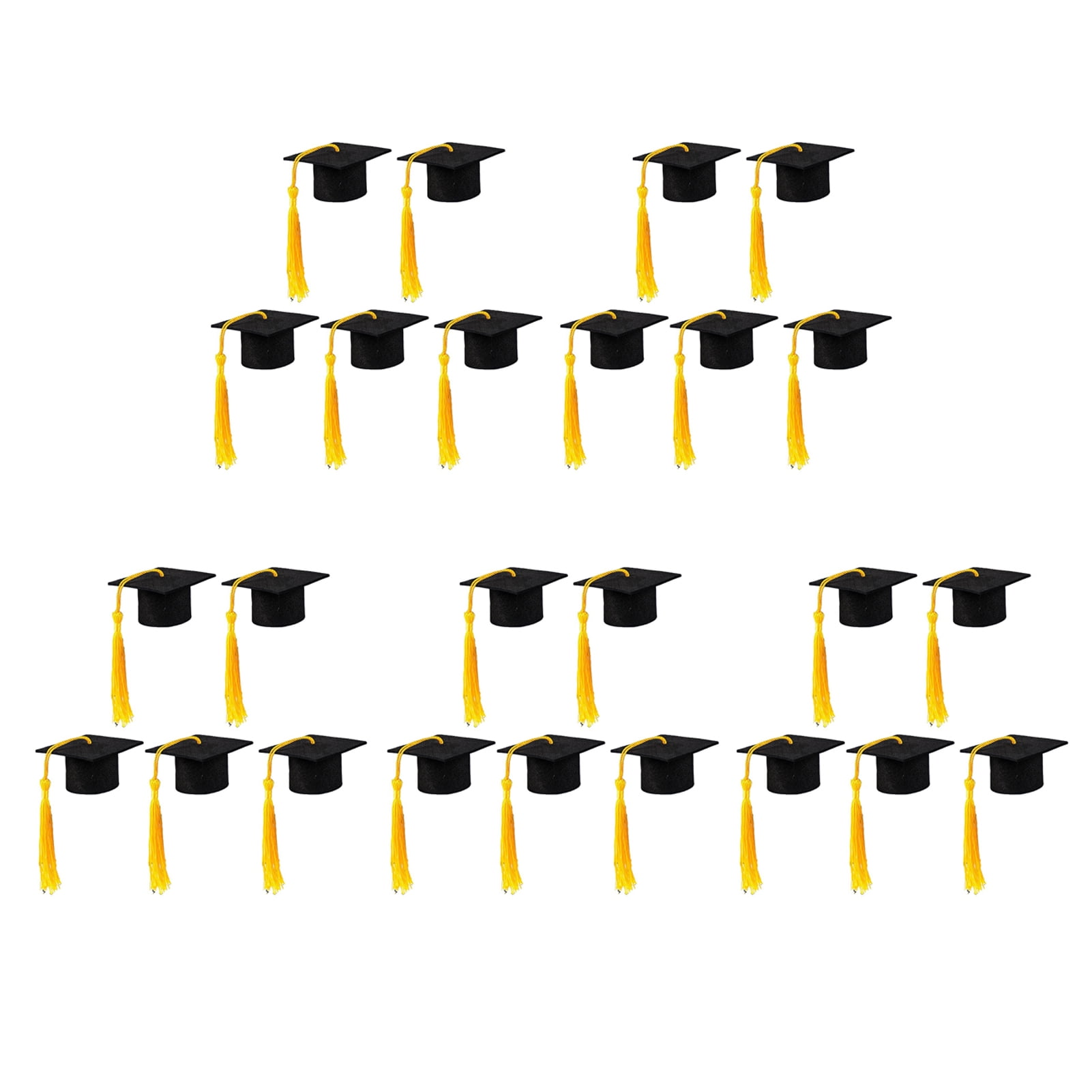 25Pcs Mini Graduation Caps Felt Small Doctor Hat with Golden Tassels ...