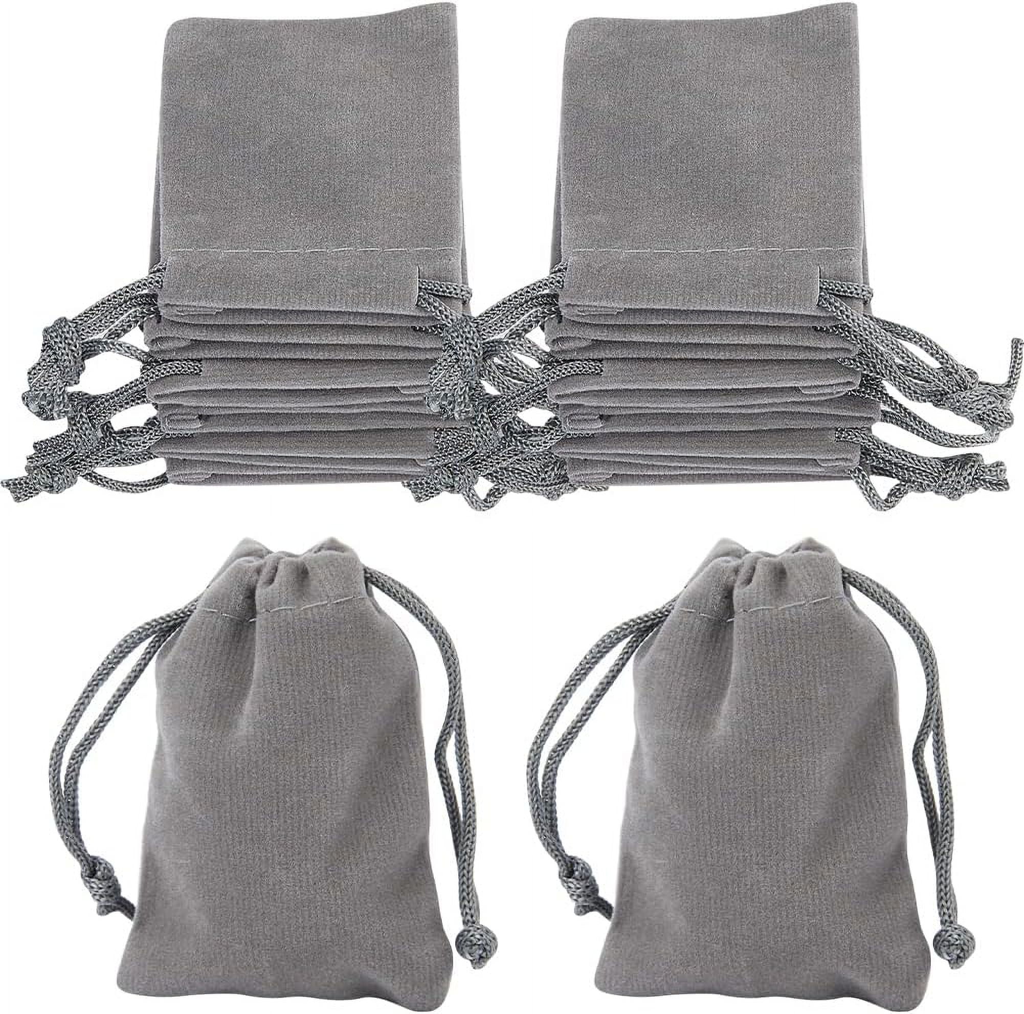 25Pcs Mini Velvet Pouches Gray Drawstring Bags 1.97x2.76 Inch Christmas ...