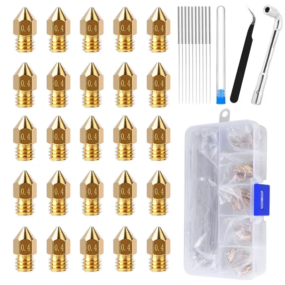 25Pcs Mk8 Ender 3 V2 Nozzles 0.4Mm, 3D Printer Brass Hotend Nozzles With Diy Too - Walmart.com