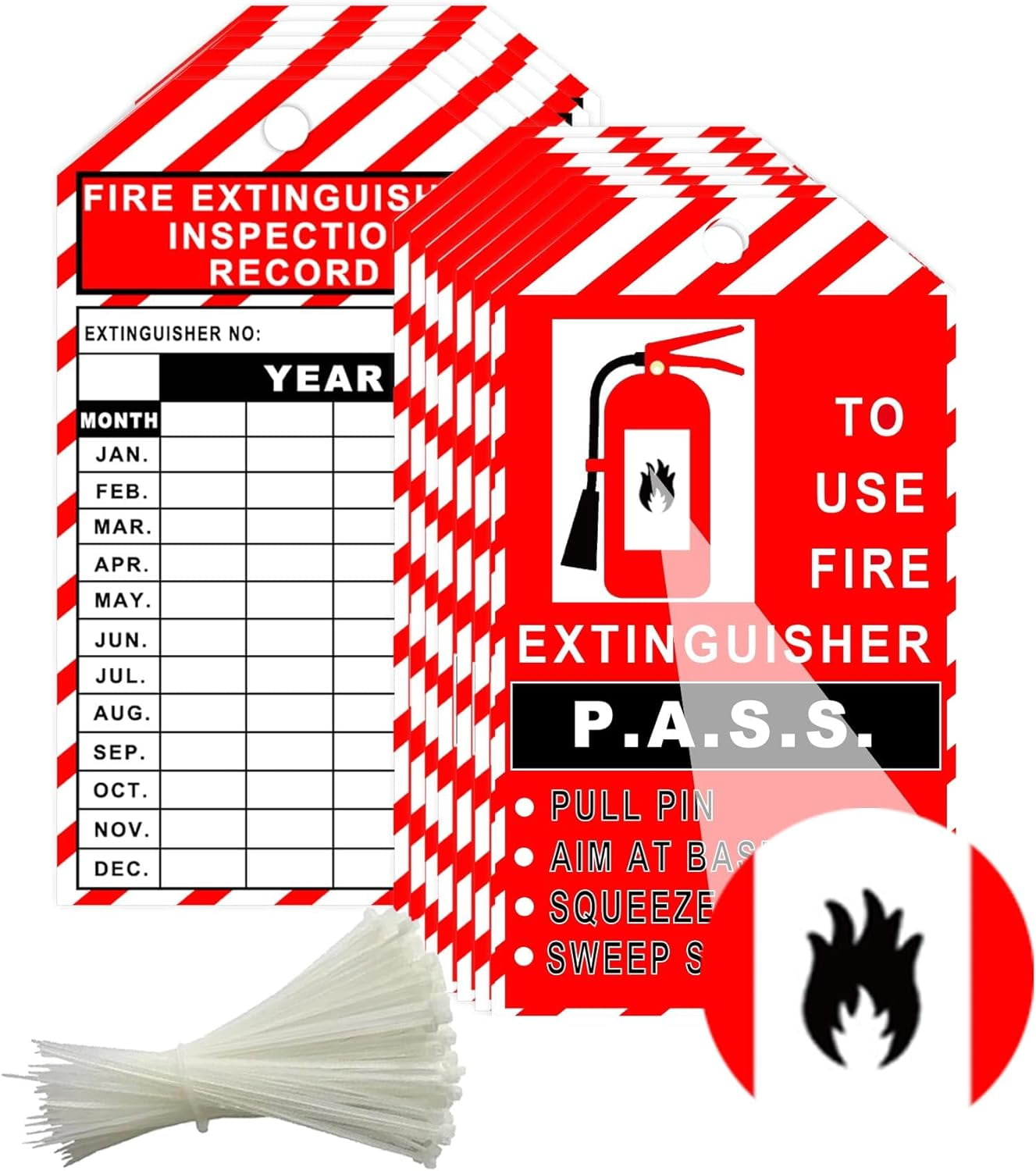 25Pcs Monthly Fire Extinguisher Inspection Tags with Adjustable Wire ...