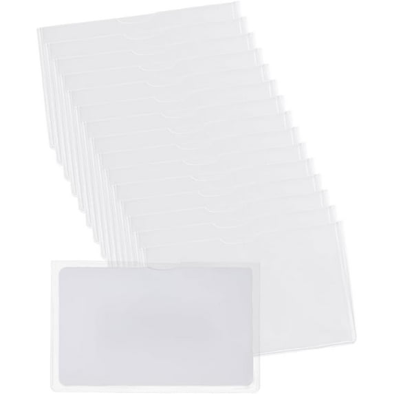 25Pcs Name Badge Holder 59.5x96.5x0.5mm Clear PVC Rectangle Card ...