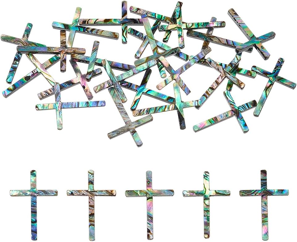 25Pcs Natural Abalone Shell/Paua Shell Cabochons Religion Cross 17x12x1 ...