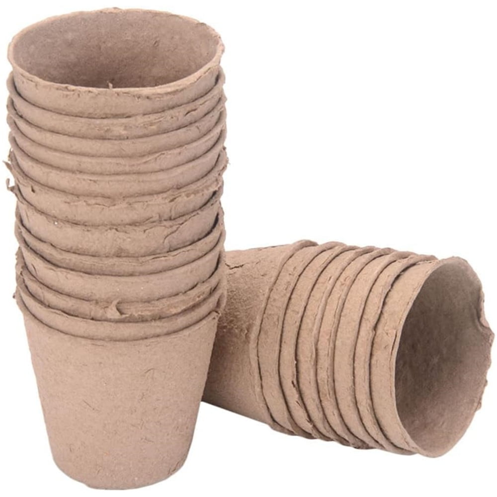 25Pcs Natural Plantable Seed Starter Pots,Outdoor Nursery Cup,Pulp Peat ...