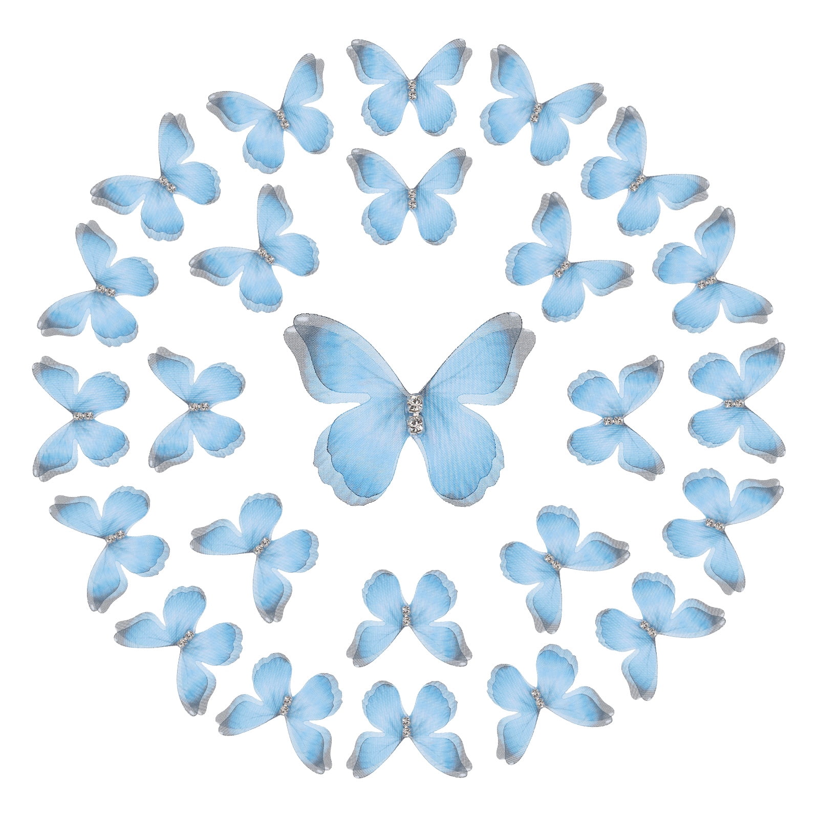 25Pcs Organza Fabric Butterflies for Crafts,40mm 3D Double-Layer Sheer ...