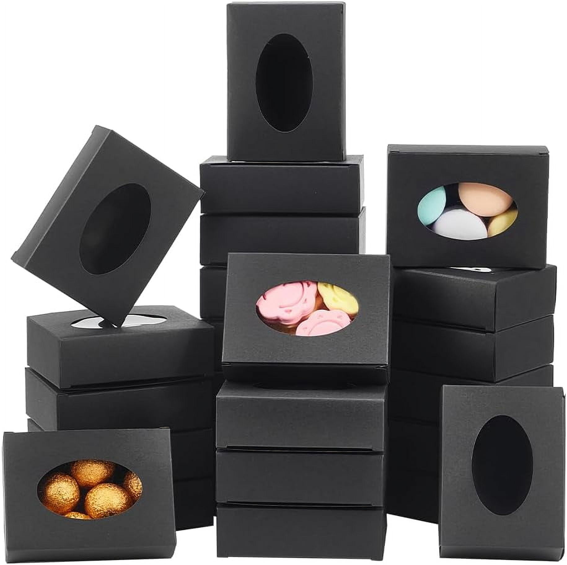 25Pcs Paper Boxes with Window 3.74x2.76x1.1 Inch Rectangle Folding ...