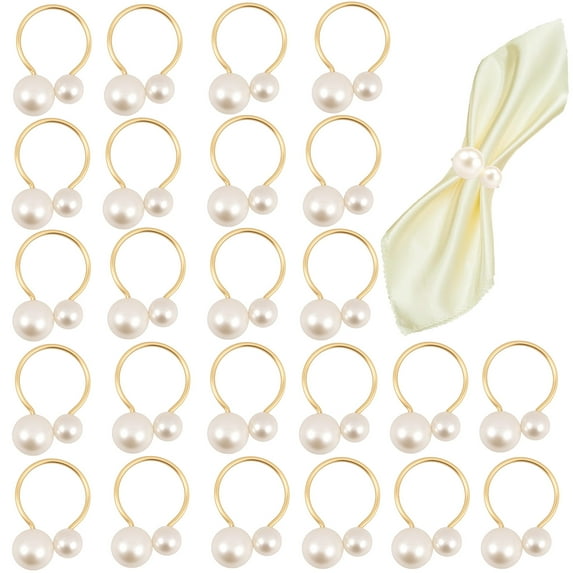 25Pcs Pearl Style Napkin Ring Easy Cleaning Delicate Dinner Serviette ...