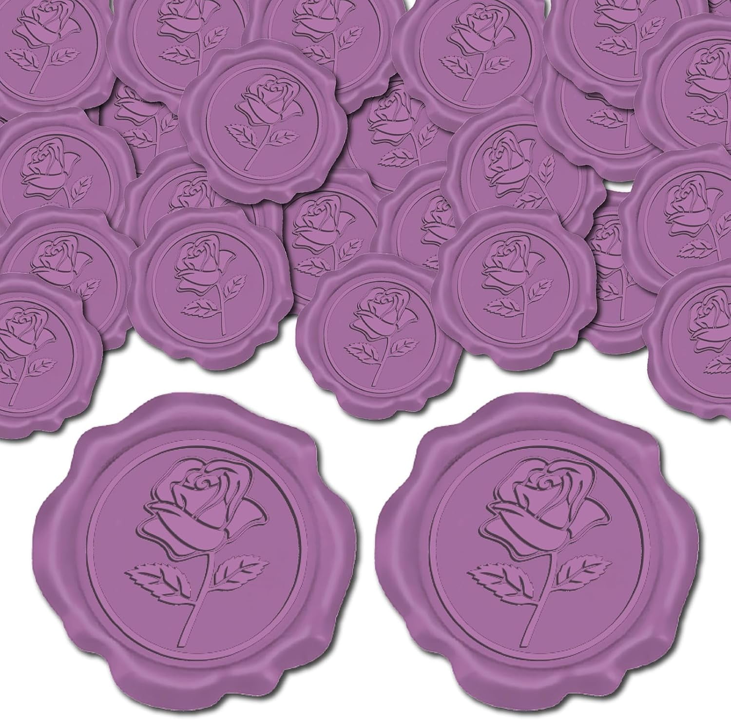 25Pcs Purple Wax Seal Stickers Rose Flowers Wedding Invitations ...
