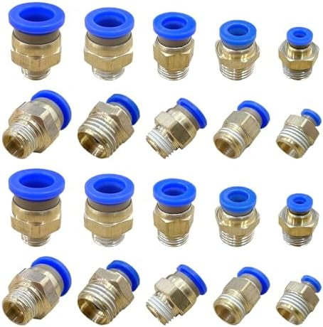 25Pcs Push to Connect Fittings 4/6/8/10/12mm Tube OD x 1/4” G Thread ...