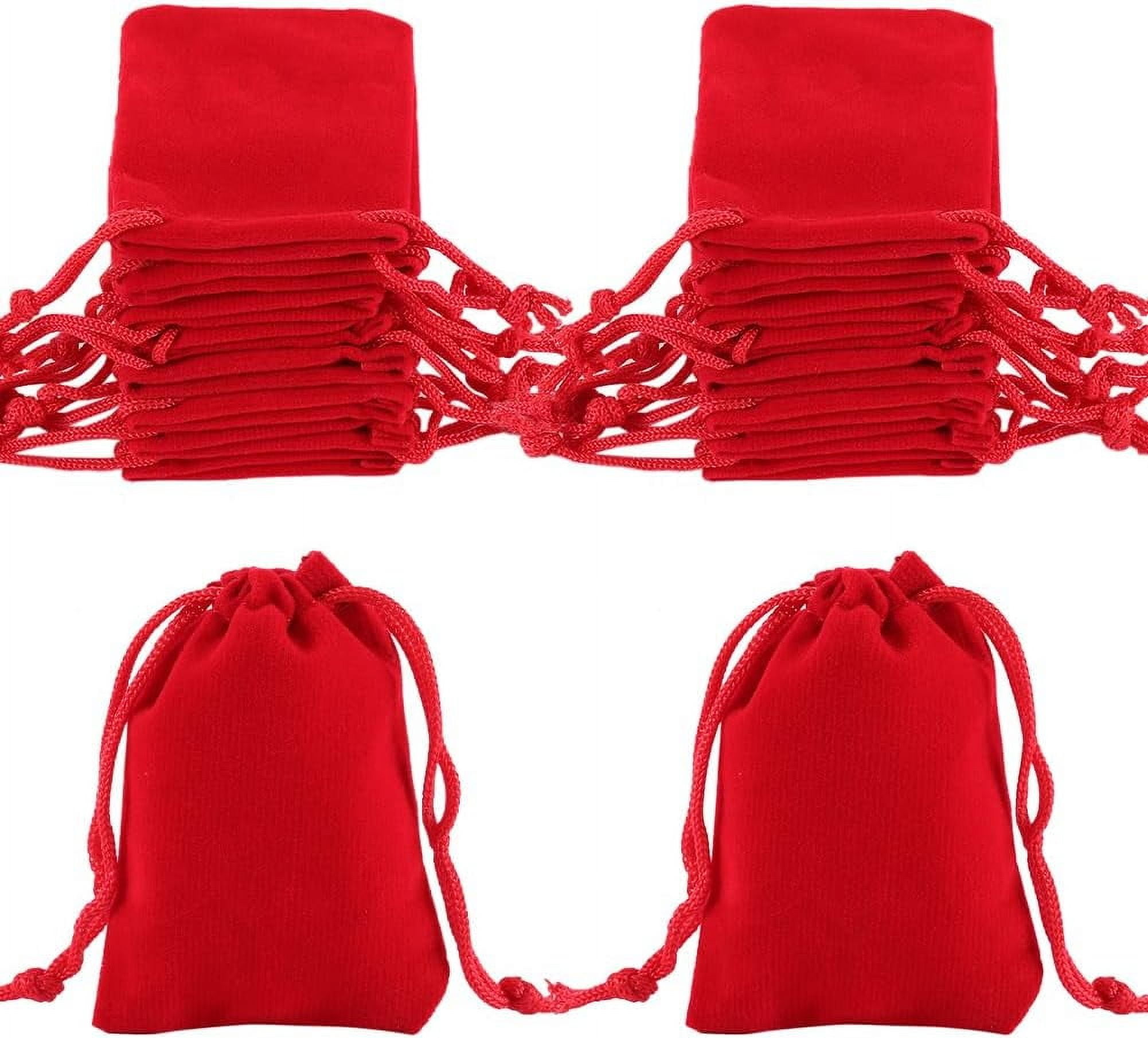 25Pcs Rectangle Jewellery Bags 7x5cm Small Red Velvet Drawstring ...
