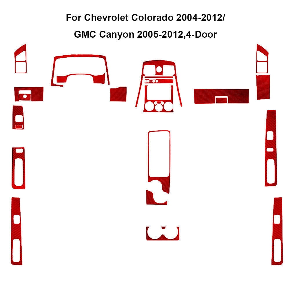 25Pcs Red Carbon Fiber Full Interior Kit Cover Trim For Colorado/Canyon ...