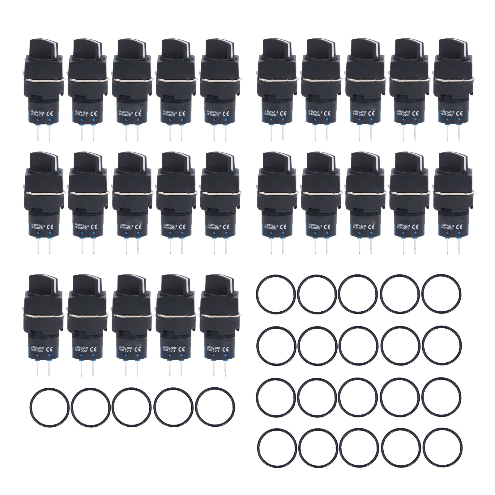 25Pcs Rotary Switch Knob 3 Position Self Locking Selector 16mm Set Kit ...