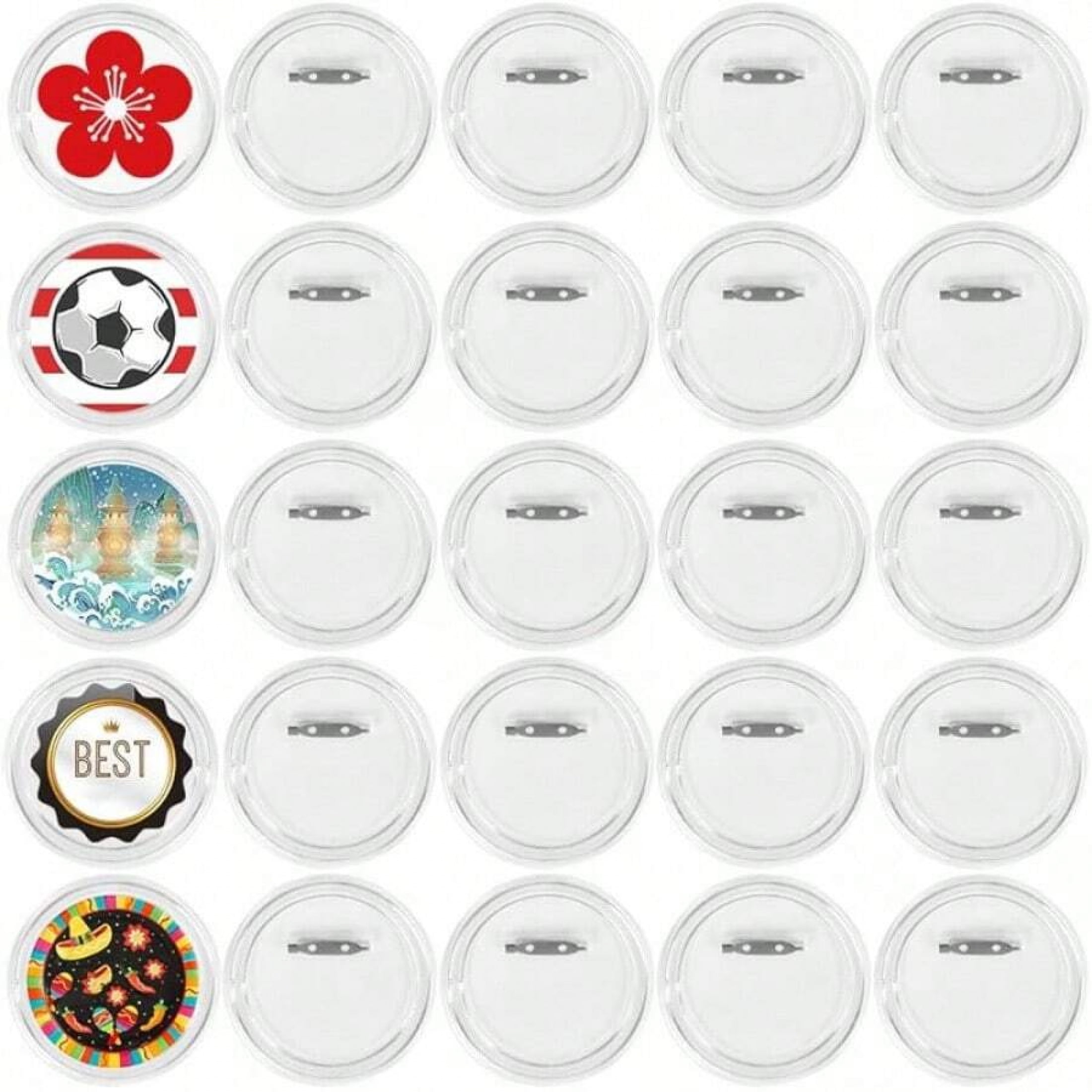 25Pcs Round Acrylic Button Badges, DIY Craft Supplies, Pin - Back ...