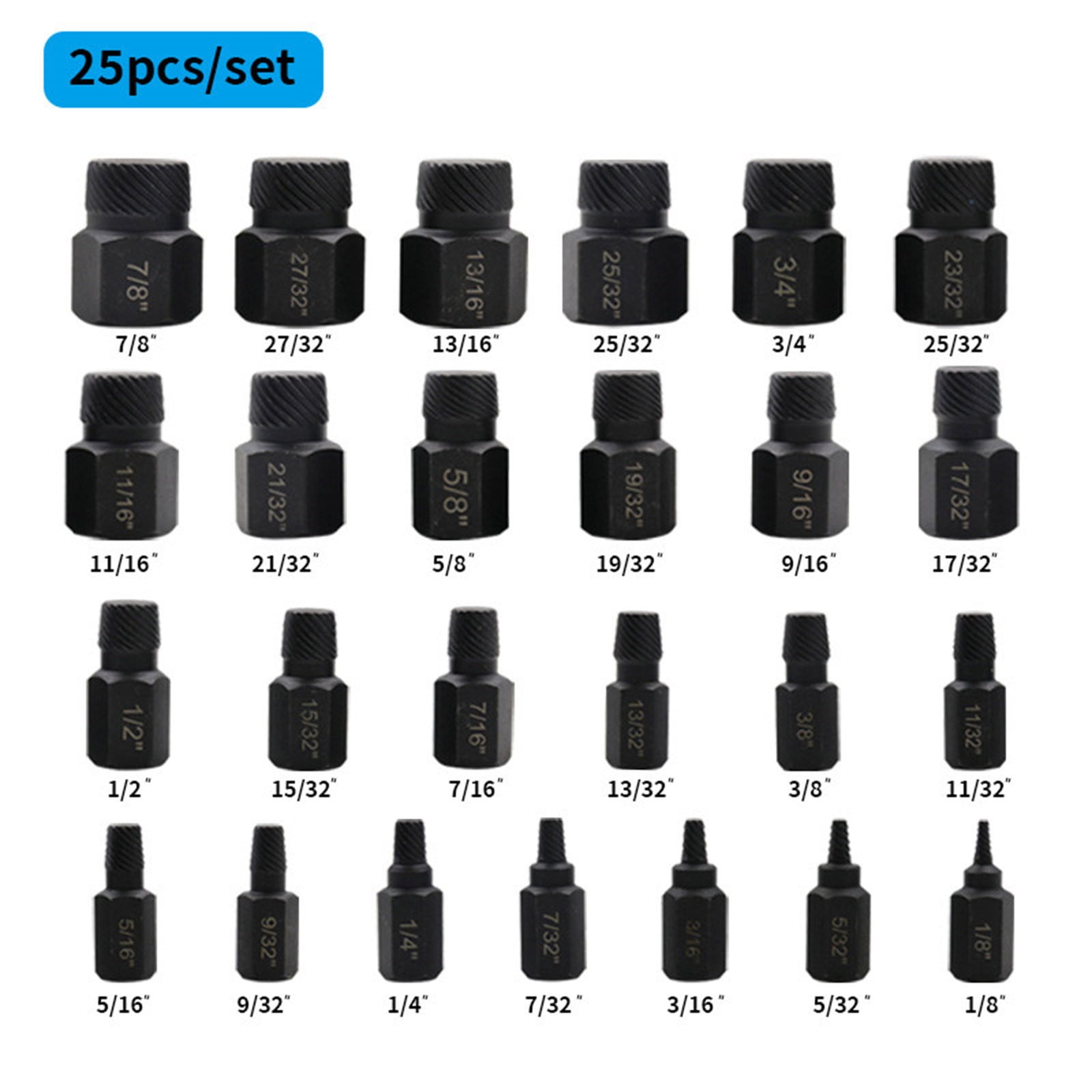 25Pcs Screw Extractor Set Hex Head Easy Out Extractor Set Molybdenum ...