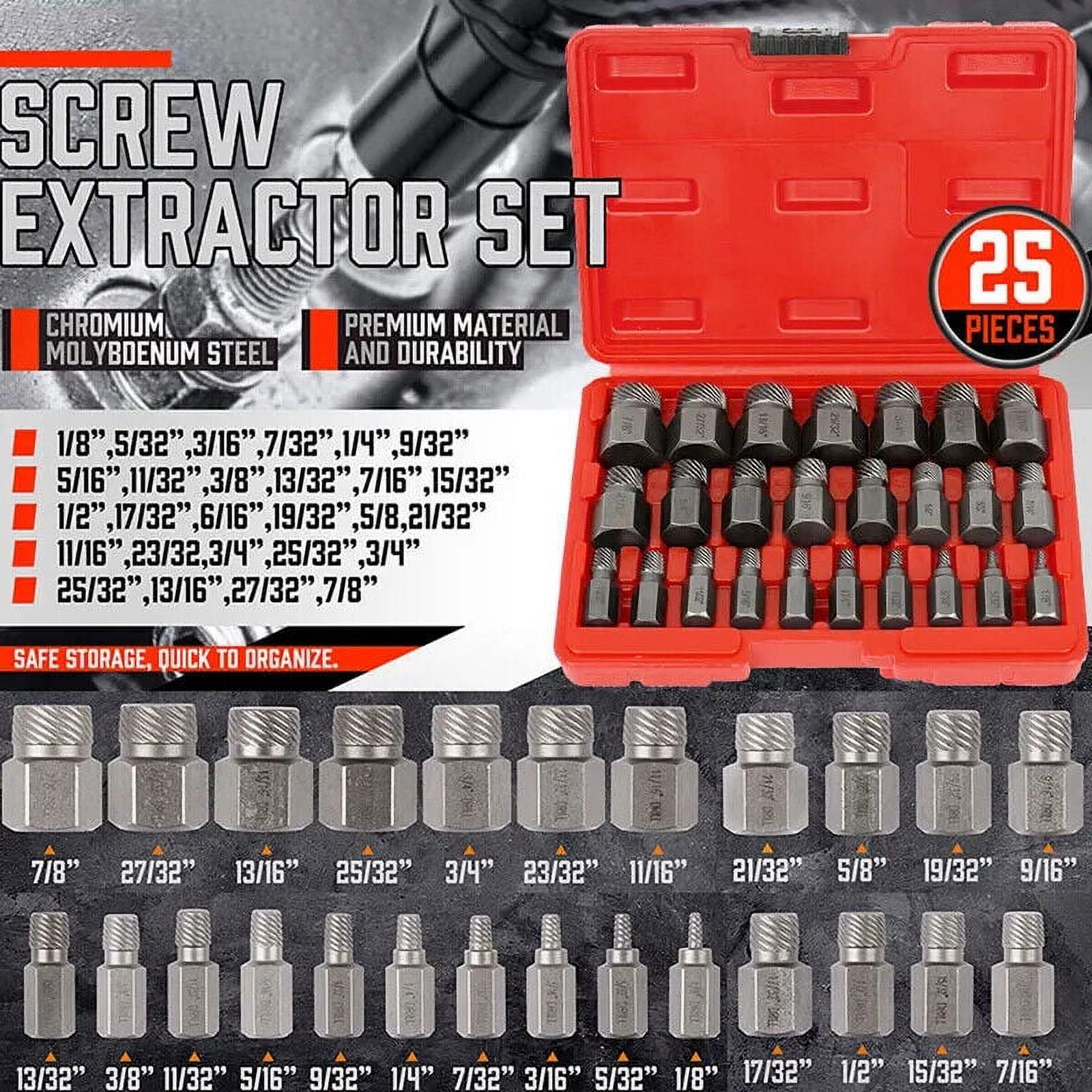 25Pcs Screw Extractor Set Hex Head Multi-Spline Easy Out Bolt Extractor ...