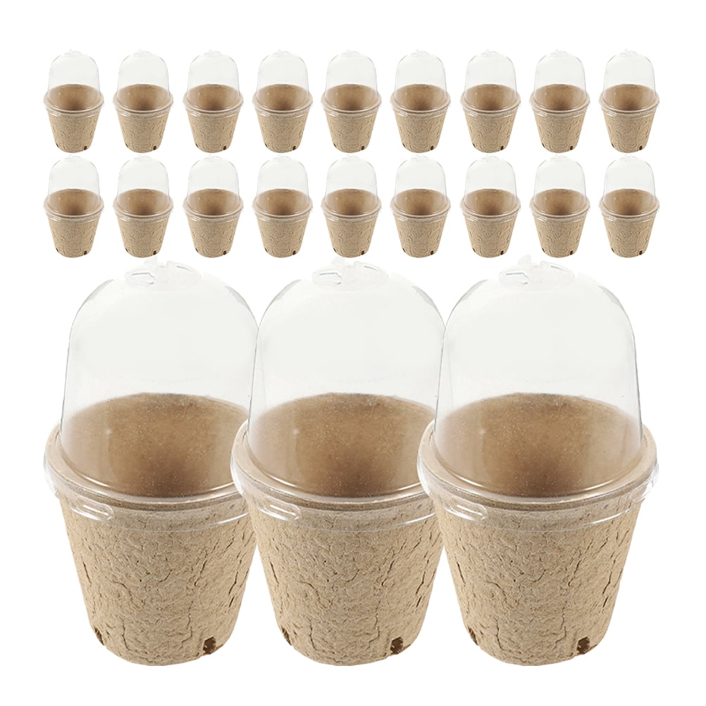 25Pcs Seed Starter Pots Plant Nursery Pots Paper Plants Pots with Dome ...