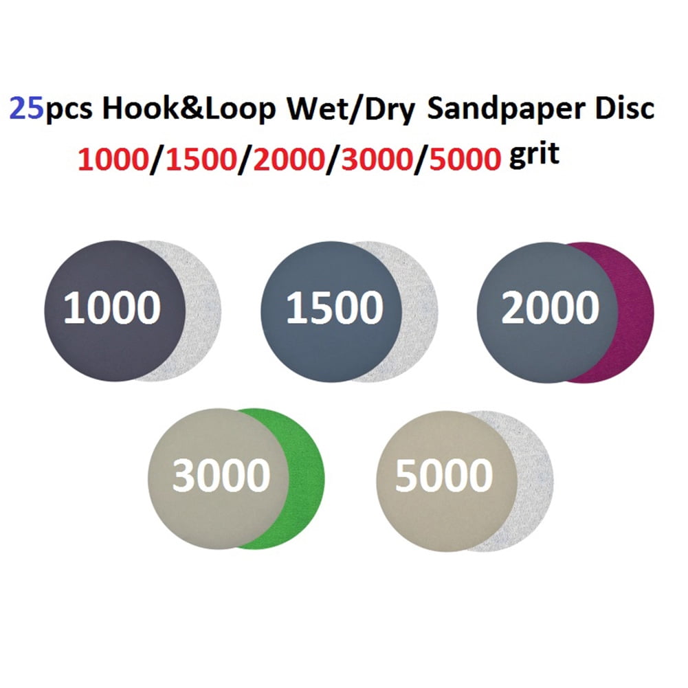 25Pcs/Set Water/Dry Sanding Paper 5Inch 125Mm Hook & Loop Sanding Disc ...