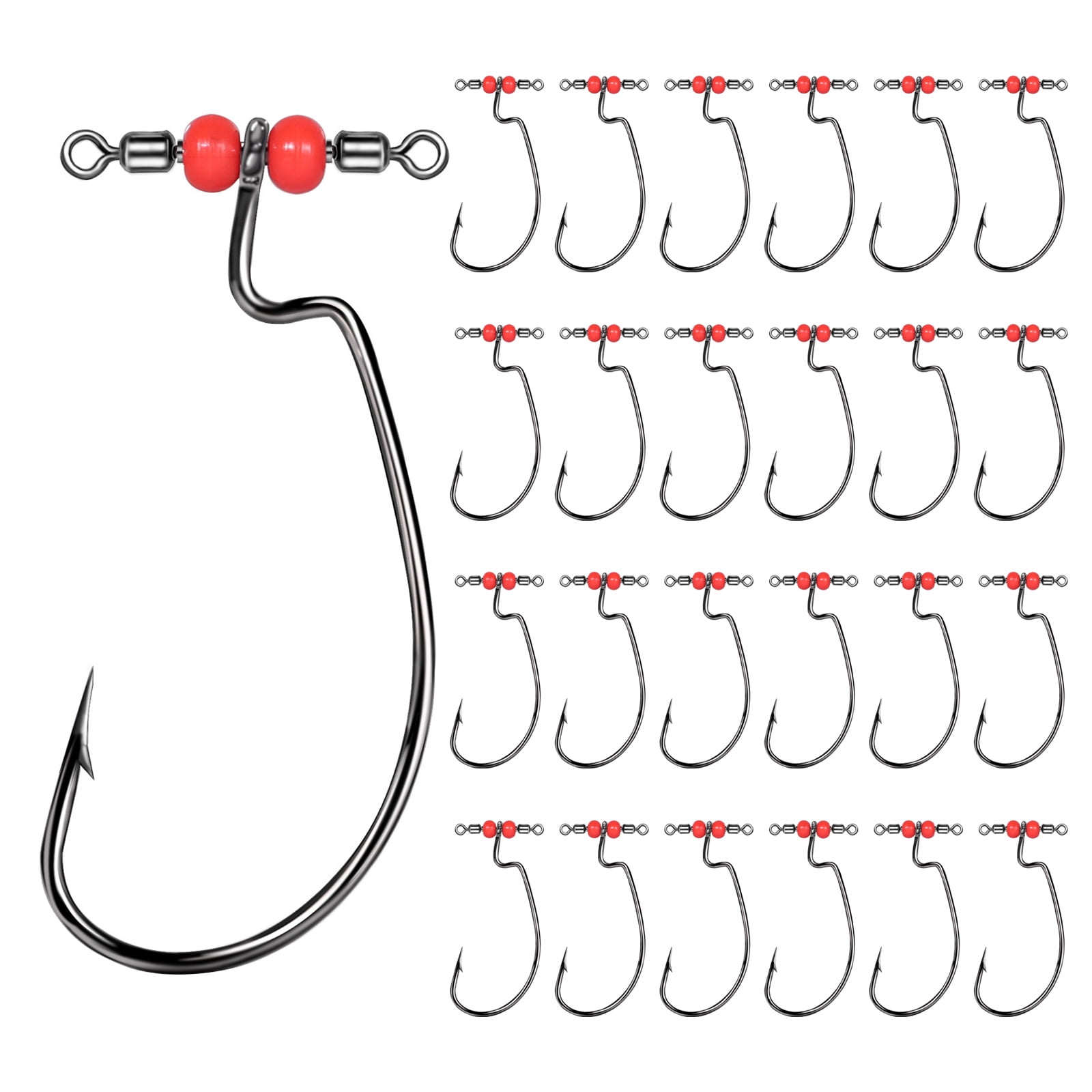 25Pcs Shot Hook In Line Shot Rigs with Swivels Wide Gaps Barbed Hook ...