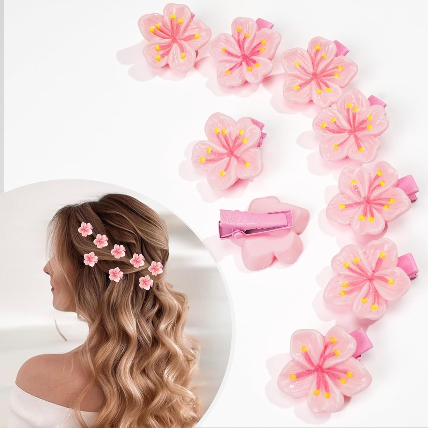 25Pcs Small Mini Clips with Spring Flower Design,Pink Cherry Blossom ...