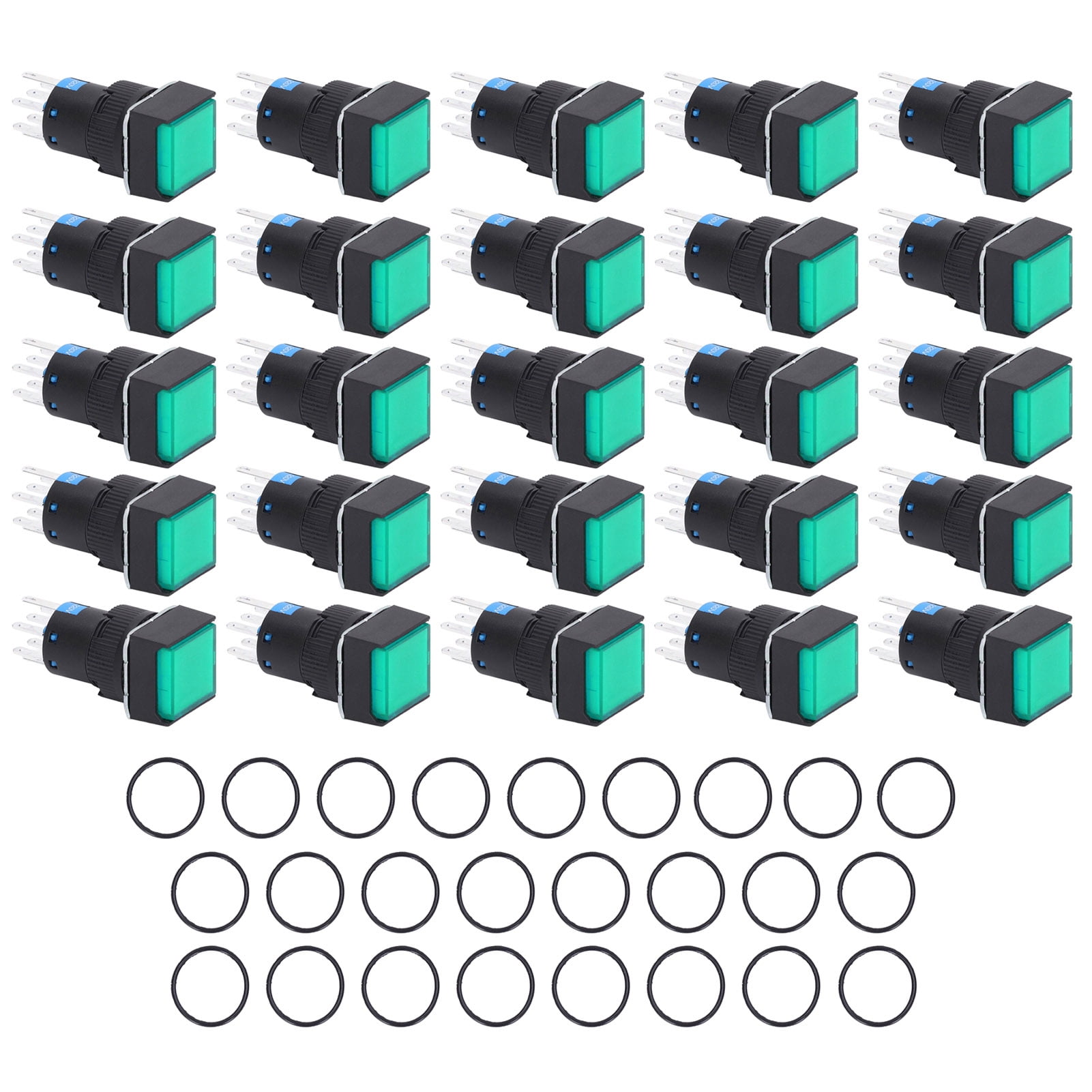 25Pcs Squares Push Button Switch 8 Pin Self Locking Switches with Light ...