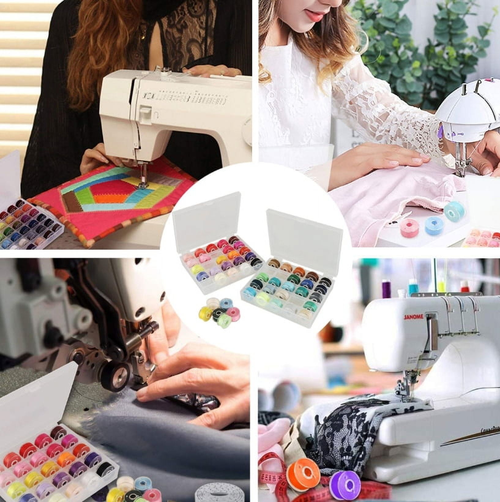 25Pcs Thread for Sewing, Bobbins and Sewing Threads with Bobbin Case ...