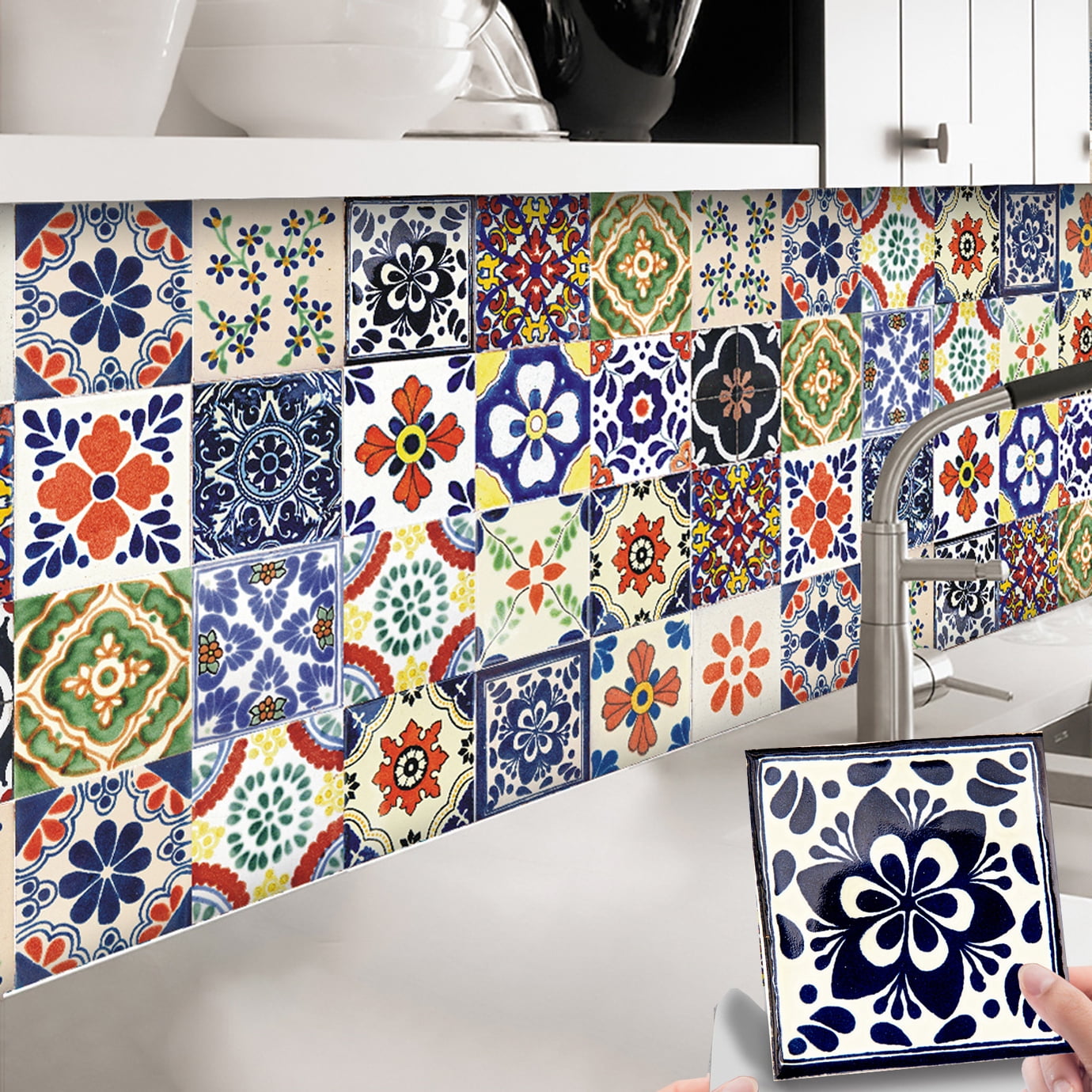 25Pcs Tile Wall Sticker Kitchen Backsplash 6"x6" Removable Waterproof ...
