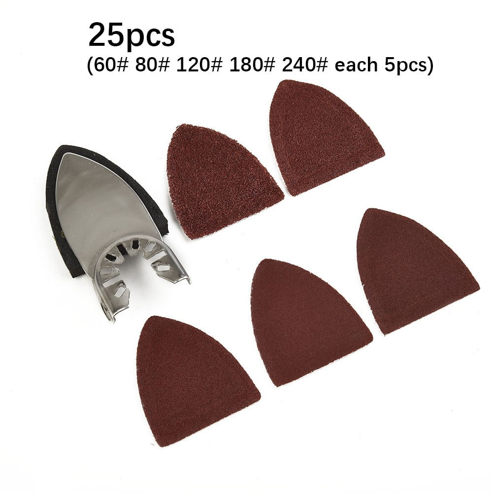 25Pcs Triangular Hook And Loop Triangle Sandpaper 81Mm Oscillating Multi Tool Sanding Pad ...