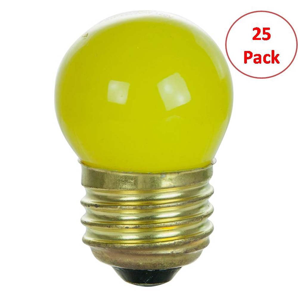 25Pk - Sunlite 7.5w S11 120v E26 Medium Base Ceramic Yellow Colored ...
