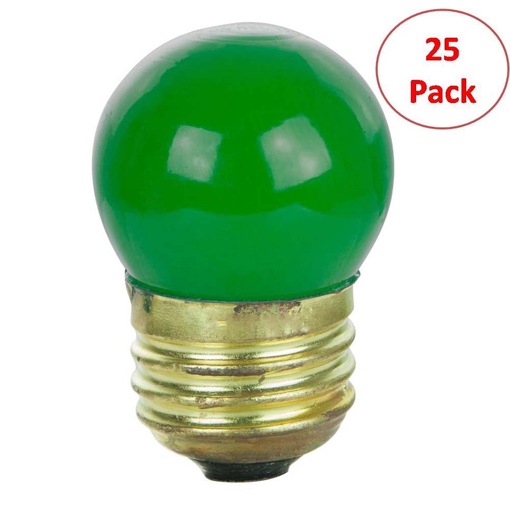 25Pk - Sunlite 7.5w S11 Colored Indicator Medium Base Ceramic Green ...
