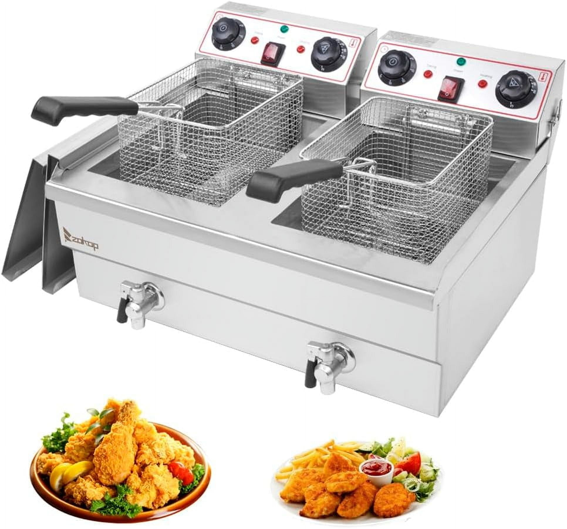 25QT/23.6L Commercial Deep Fryer with Basket and Lid, 3400W Electric ...