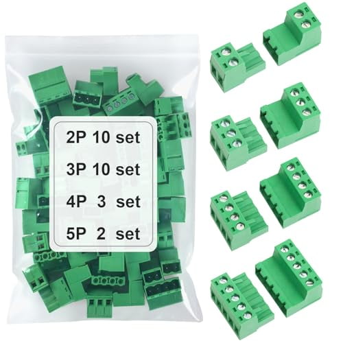 25Set 5.08mm Pitch Terminal Block Connector Pluggable (2Pin 3Pin 4Pin ...