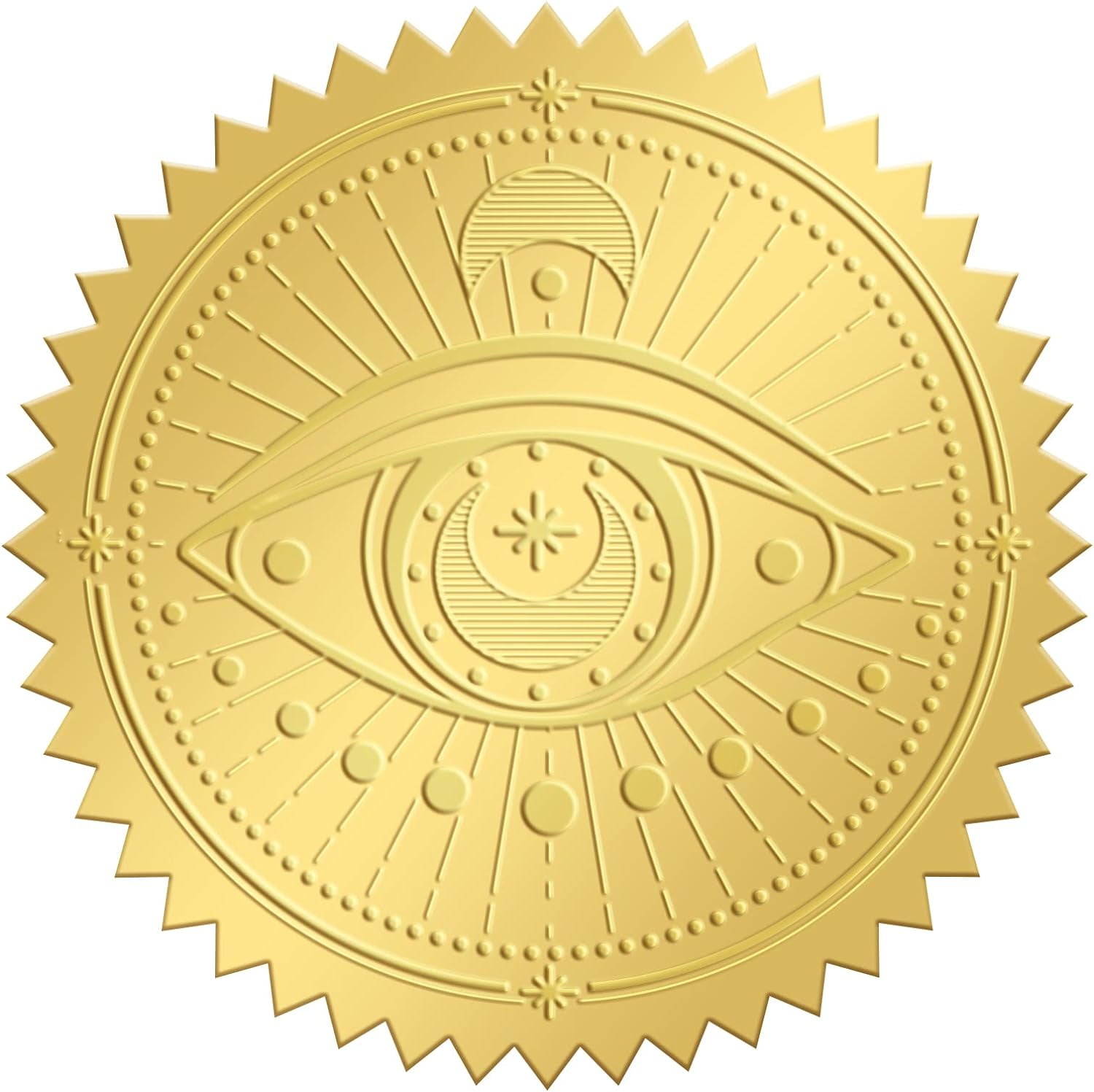 25Sheet 100PCS Gold Foil Stickers Eye Embossed Certificate Seals Self ...
