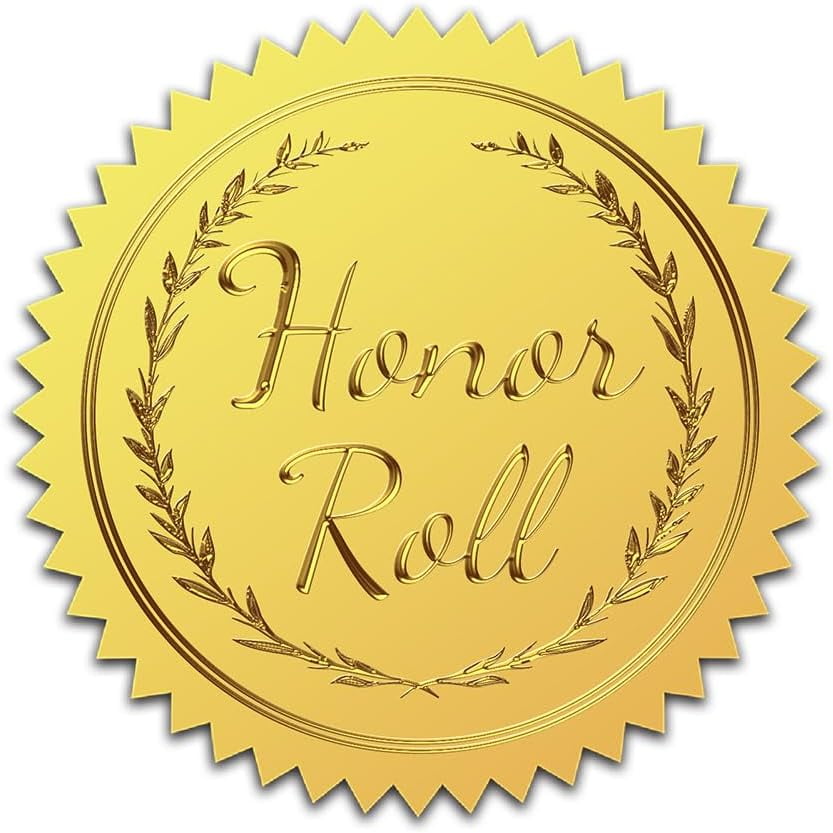 25Sheet 100pcs Honor Roll Gold Foil Certificate Seals Embossed ...