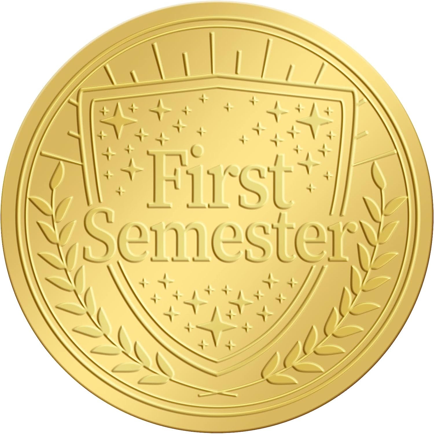 25Sheet 2 Inch Gold Embossed Envelope Seals Stickers First Semester ...