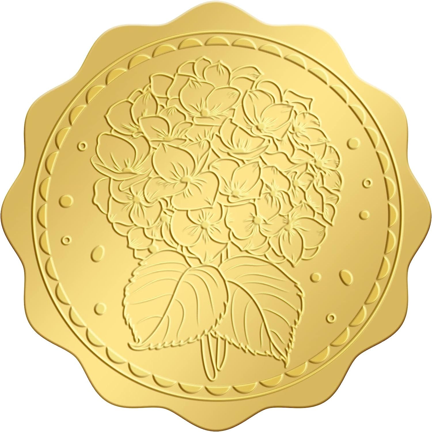 25Sheet 2 Inch Gold Embossed Envelope Seals Stickers Hydrangea 100pcs ...