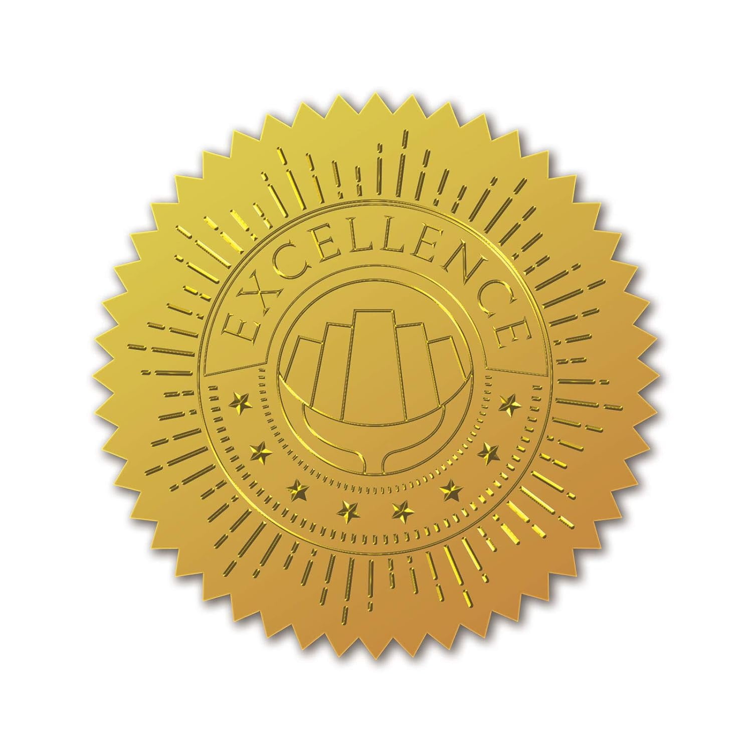25Sheet Gold Foil Certificate Seals Excellence Self Adhesive Embossed ...