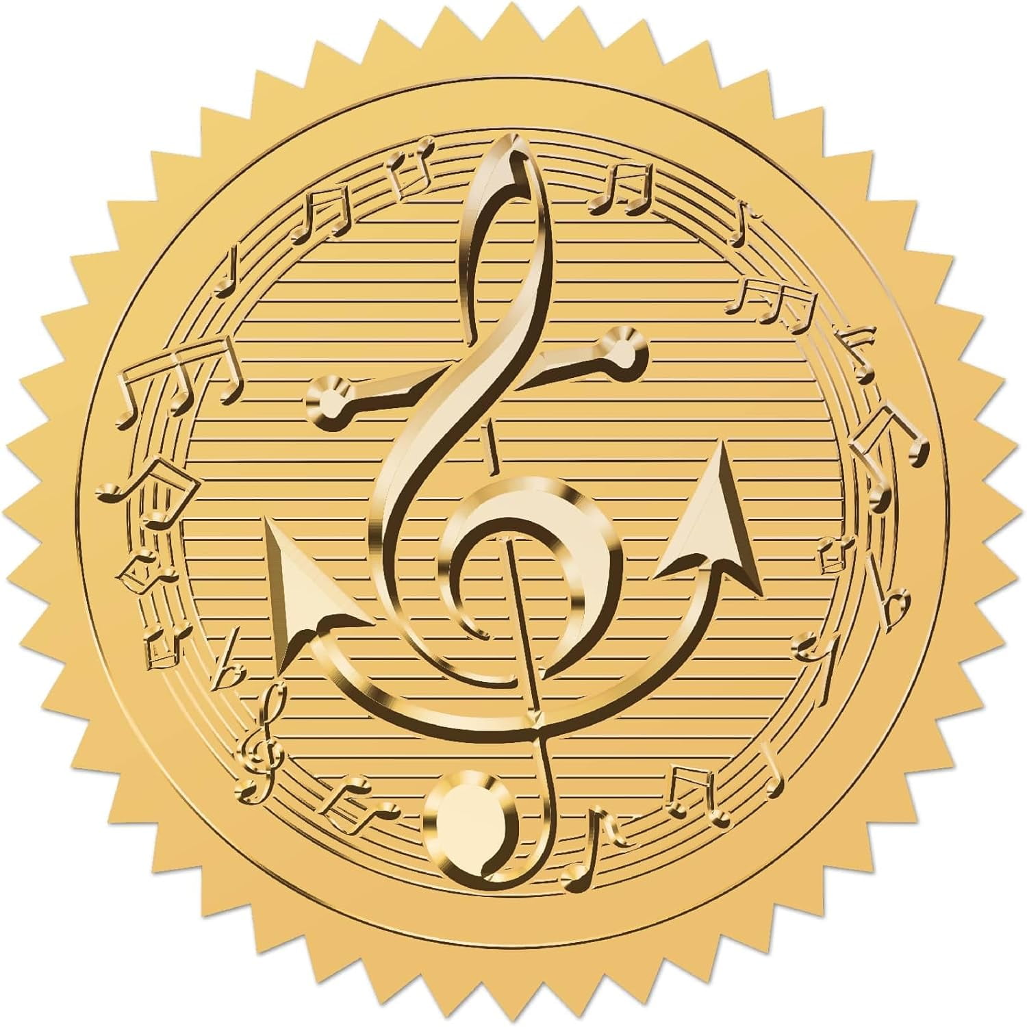 25Sheet Music Note Gold Foil Stickers Embossed Anchor Certificates Seal ...
