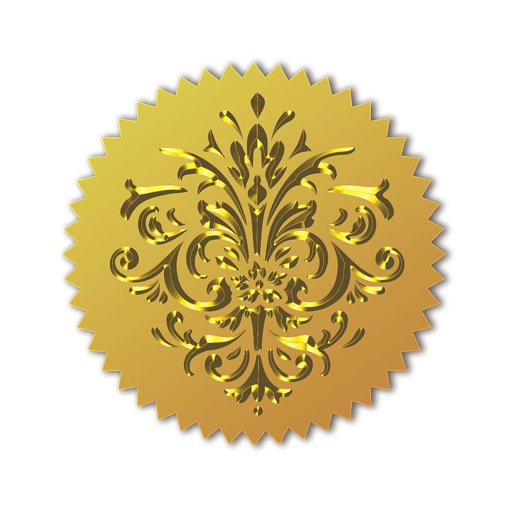 25Sheet Plastic Self Adhesive Gold Foil Embossed Stickers Medal ...