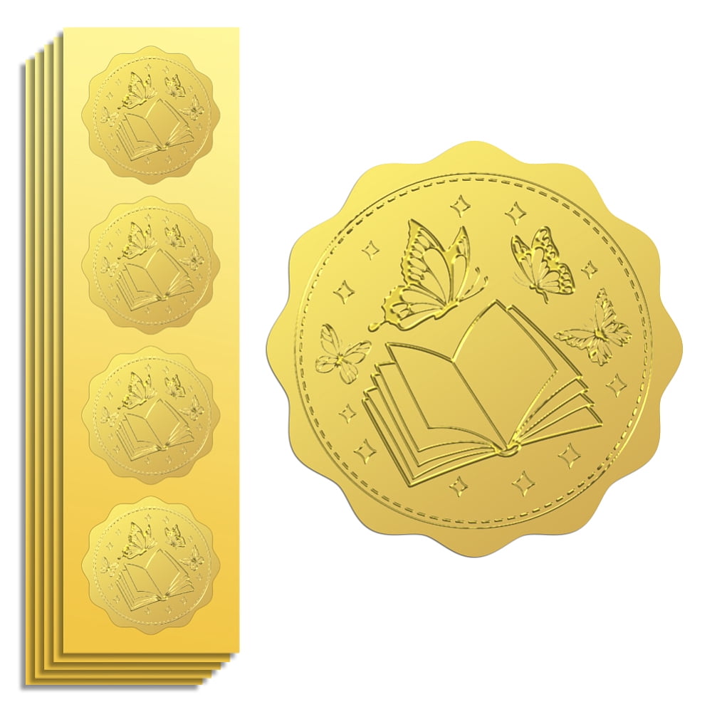25Sheet Plastic Self Adhesive Gold Foil Embossed Stickers Medal ...