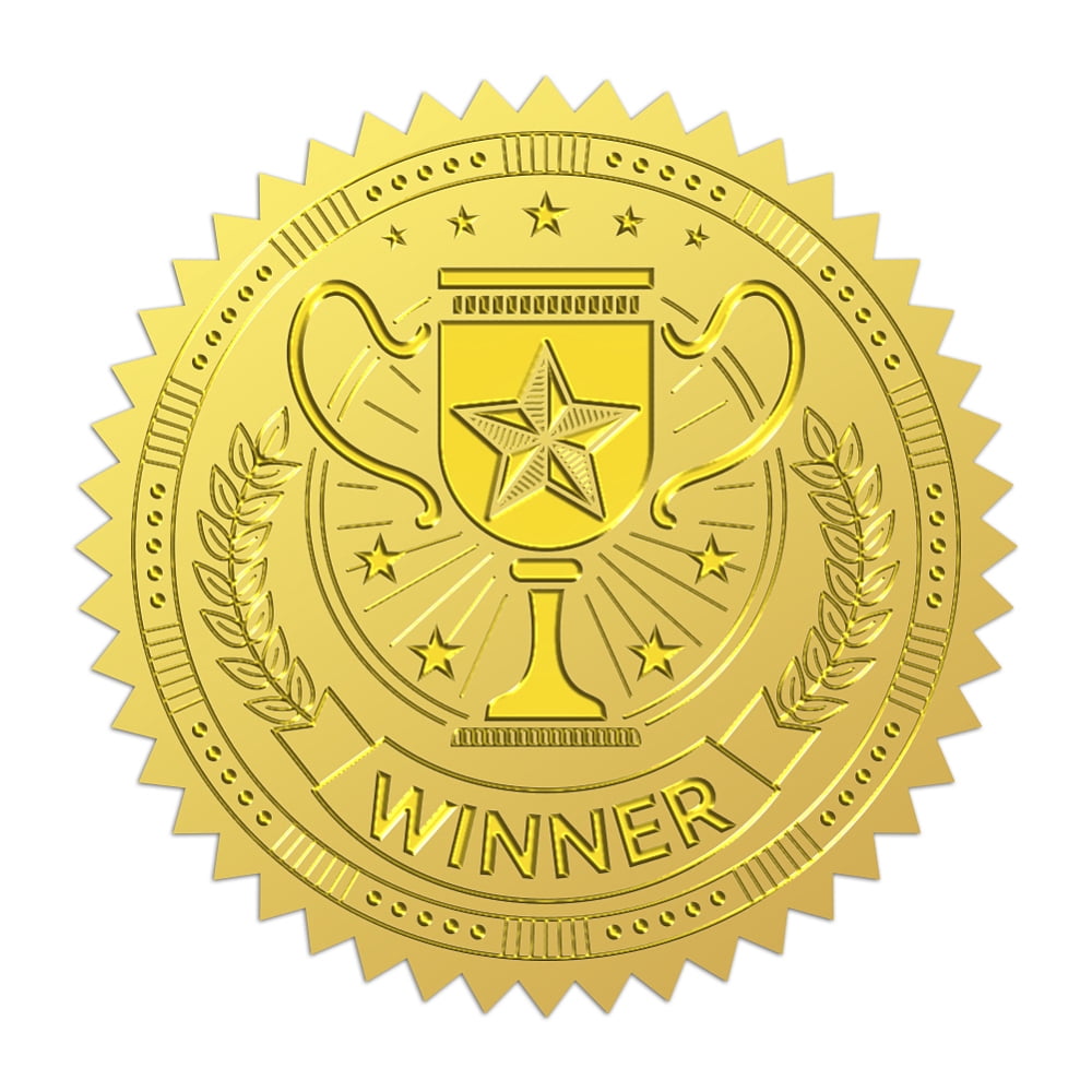 25Sheet Plastic Self Adhesive Gold Foil Embossed Stickers Medal ...