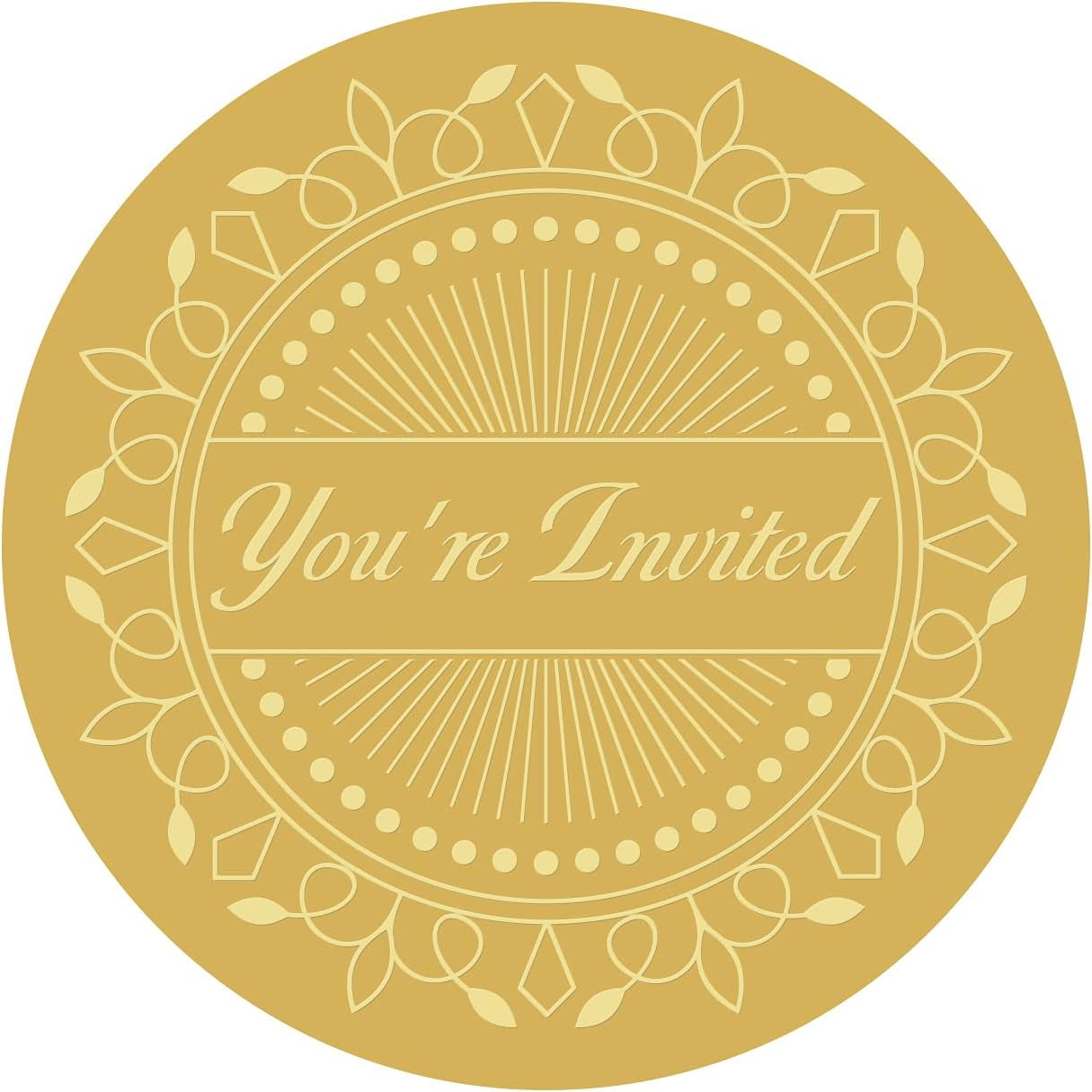 25Sheets Gold Foil Certificate Seals You're Invited 2" Round Self ...
